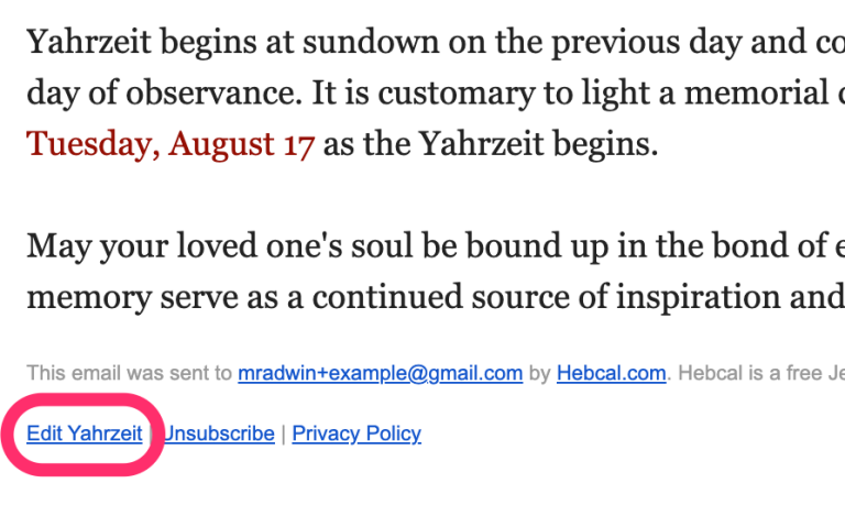 How to make changes to a Yahrzeit + Anniversary calendar – Hebcal