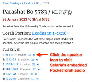 Chanting Torah – audio of parsha – Hebcal